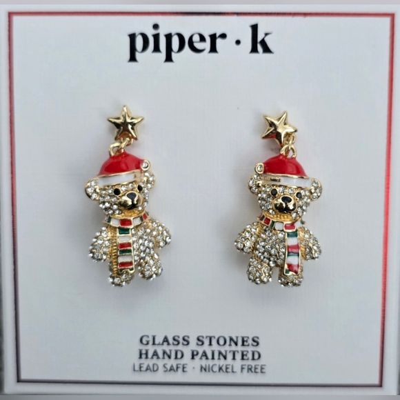 Piper K | Jewelry | Piper K Gold And Red Teddy Bear Earrings | Poshmark